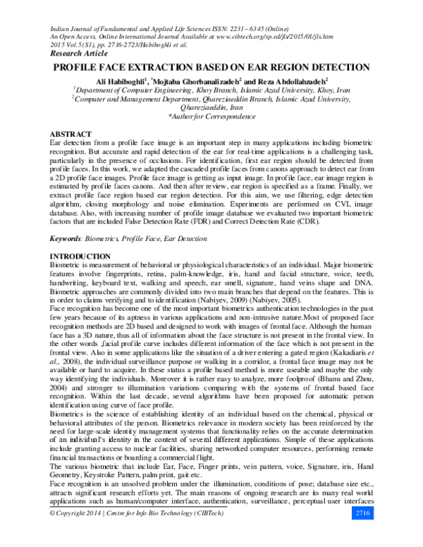 (PDF) Profile Face Extraction Based on Ear Region Detection