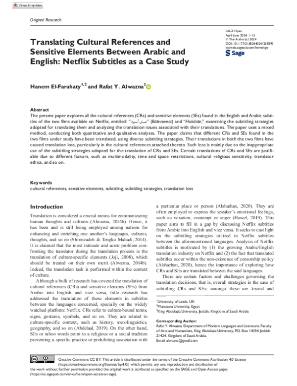 (PDF) Translating Cultural References and Sensitive Elements Between ...