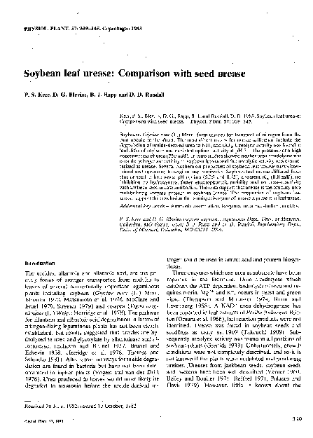 (PDF) Soybean leaf urease: Comparison with seed urease