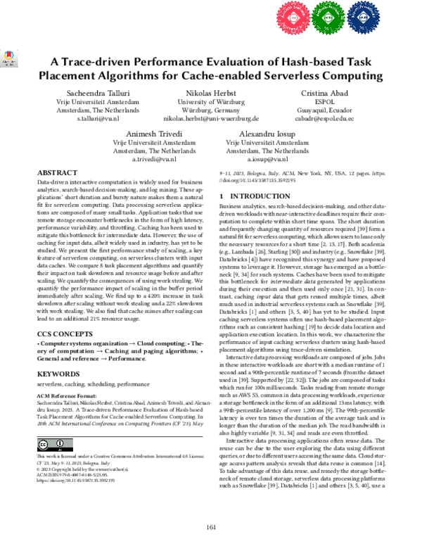 (PDF) A Trace-driven Performance Evaluation of Hash-based Task Placement Algorithms for Cache ...