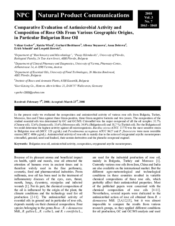 (PDF) Comparative Evaluation of Antimicrobial Activity and Composition ...