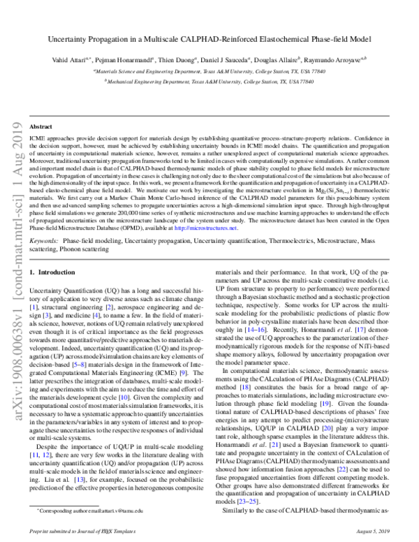 (PDF) Uncertainty propagation in a multiscale CALPHAD-reinforced elastochemical phase-field model