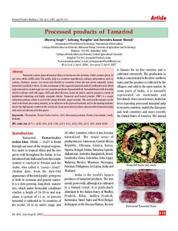 (PDF) Processed products of Tamarind