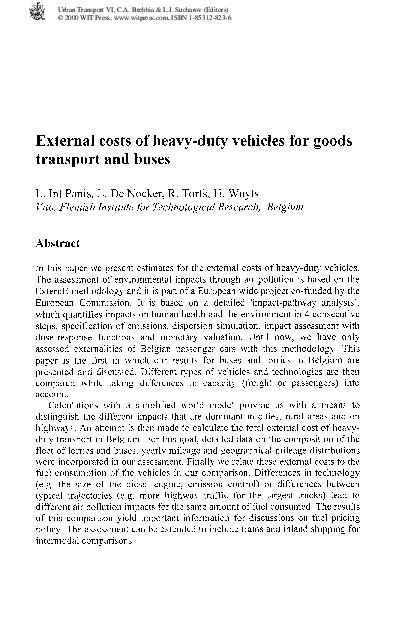 (PDF) External costs of heavy-duty vehicles for goods transport and buses