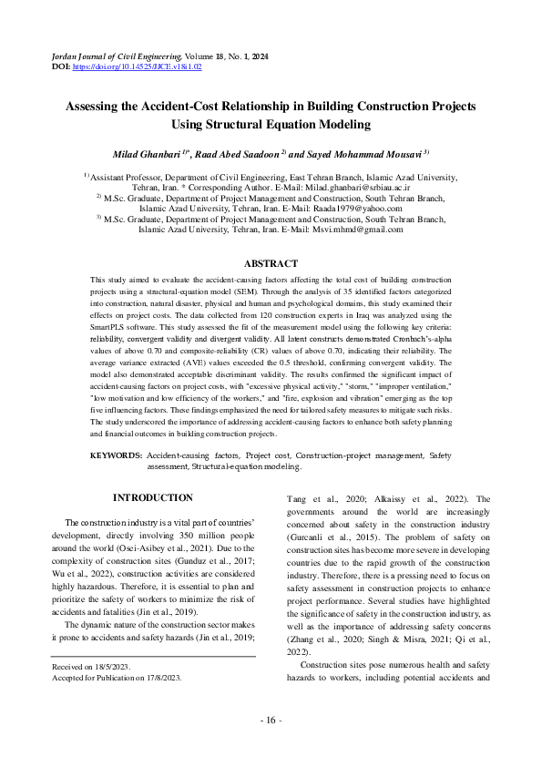 (PDF) Assessing the Accident-Cost Relationship in Building Construction Projects Using ...