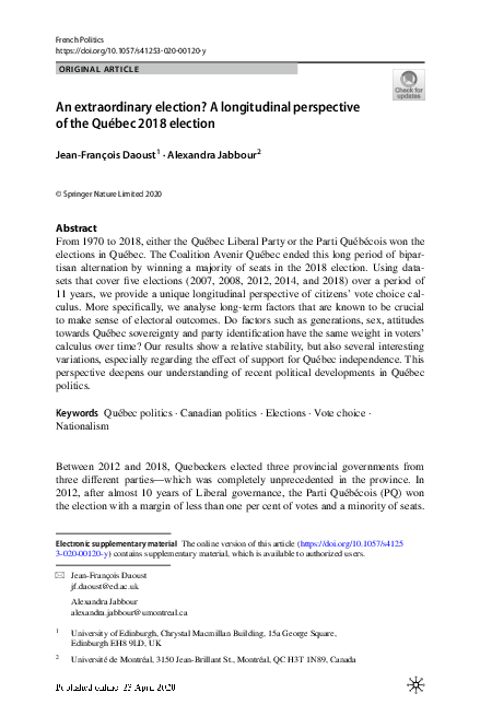 (PDF) An extraordinary election? A longitudinal perspective of the ...