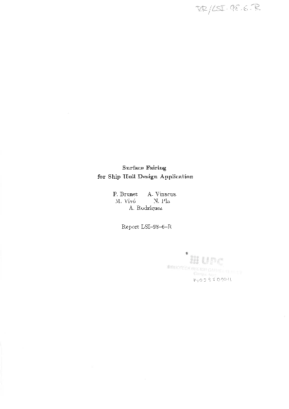 (PDF) Surface fairing for ship hull design application