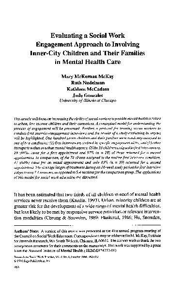 (PDF) Evaluating a Social Work Engagement Approach to Involving Inner ...