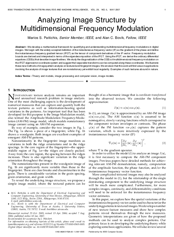 (PDF) Analyzing Image Structure by Multidimensional Frequency Modulation