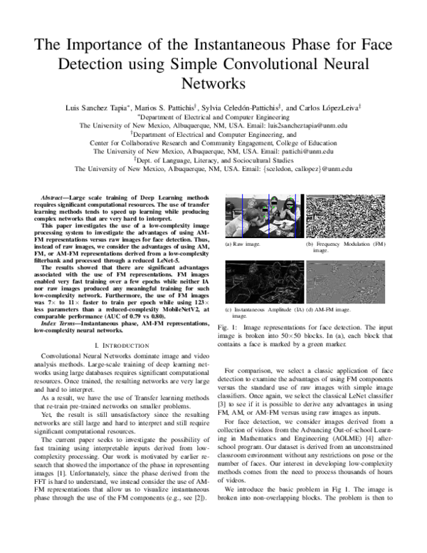 Pdf The Importance Of The Instantaneous Phase For Face Detection Using Simple Convolutional