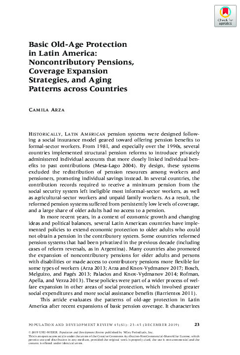 (PDF) Basic Old‐Age Protection in Latin America: Noncontributory ...