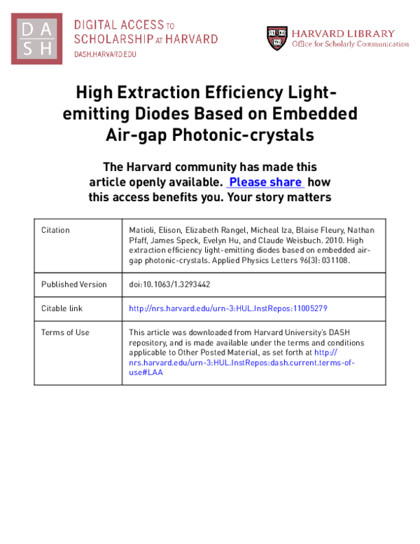 (PDF) High extraction efficiency light-emitting diodes based on ...