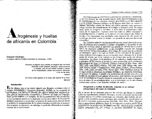 (PDF) Afrogénesis y huellas de africanía en Colombia