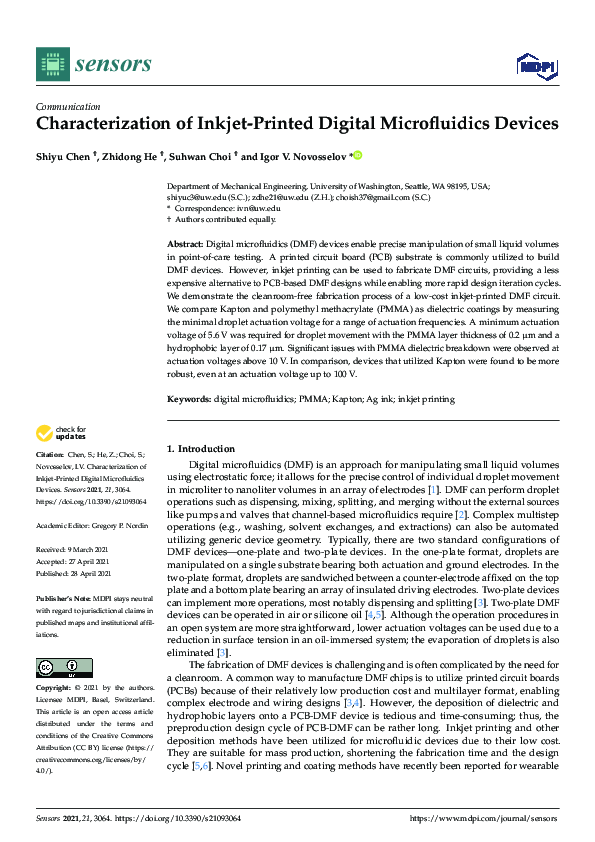 (PDF) Inkjet-Printed Digital Microfluidics Devices