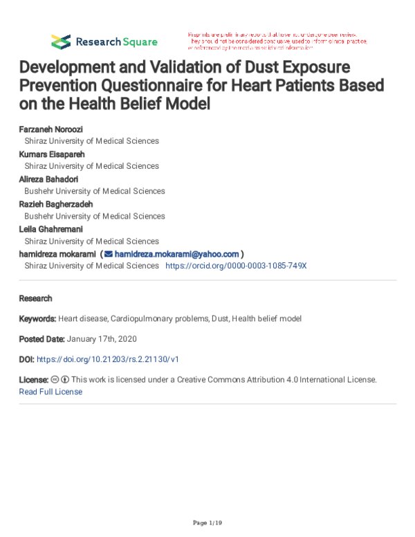 (PDF) Development and Validation of Dust Exposure Prevention ...