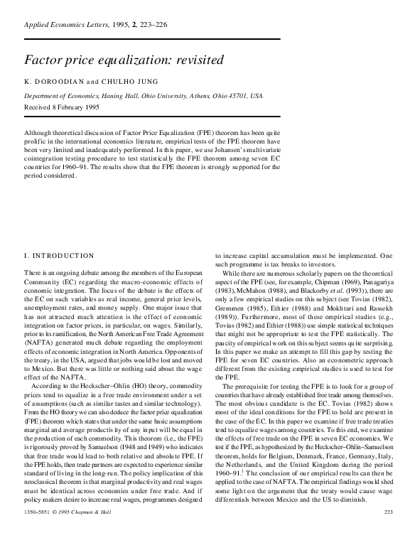 (PDF) Factor price equalization: revisited