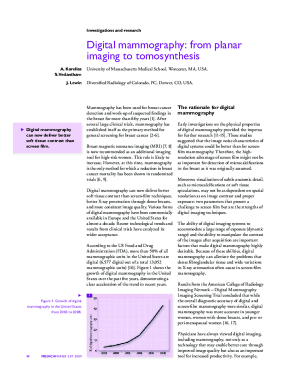 (PDF) Digital mammography: From planar imaging to tomosynthesis