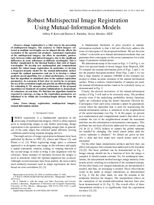 (PDF) Robust Multispectral Image Registration Using Mutual-Information ... (PDF) Robust Multispectral Image Registration Using Mutual-Information ...