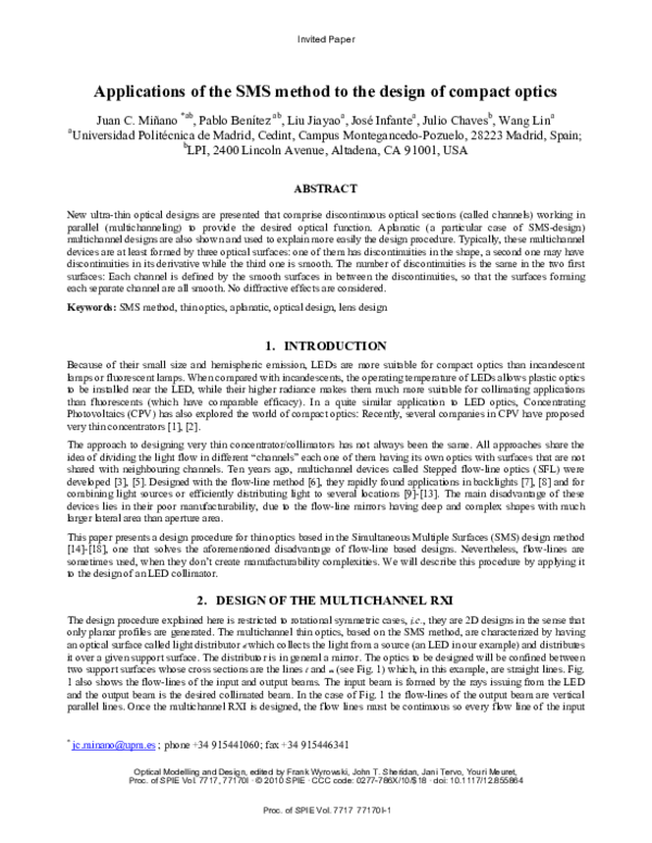 (PDF) Applications of the SMS method to the design of compact optics