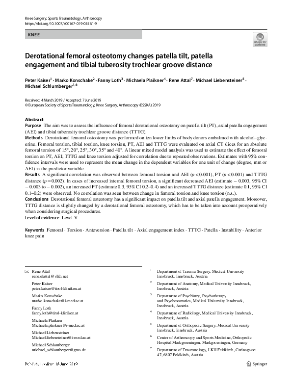 (PDF) Derotational femoral osteotomy changes patella tilt, patella ...