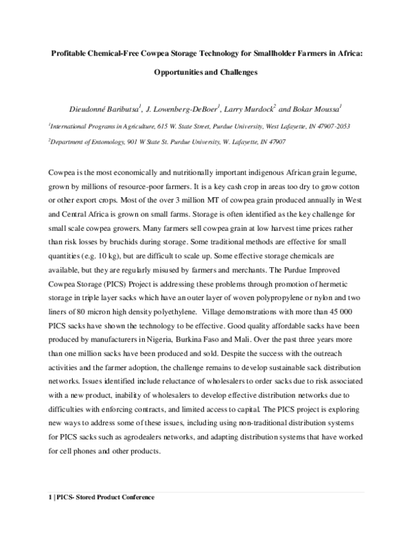(PDF) Profitable chemical-free cowpea storage technology for ...