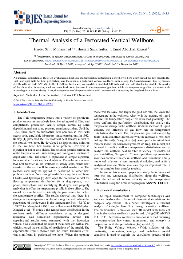 (PDF) Thermal Analysis of a Perforated Vertical Wellbore