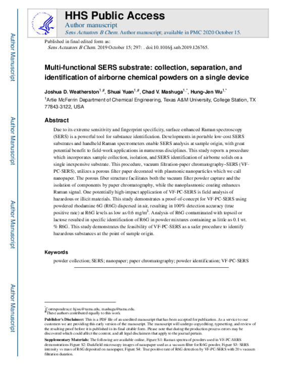 (PDF) Multi-functional SERS substrate: Collection, separation, and ...