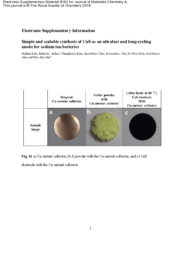 (PDF) Simple and scalable synthesis of CuS as an ultrafast and long ...