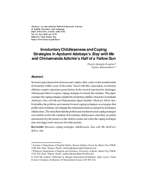 (PDF) Involuntary Childlessness and Coping Strategies in Ayobami ...