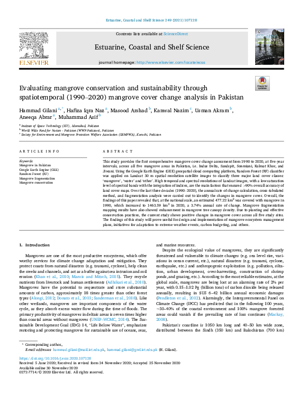(PDF) Evaluating mangrove conservation and sustainability through spatiotemporal (1990–2020 ...