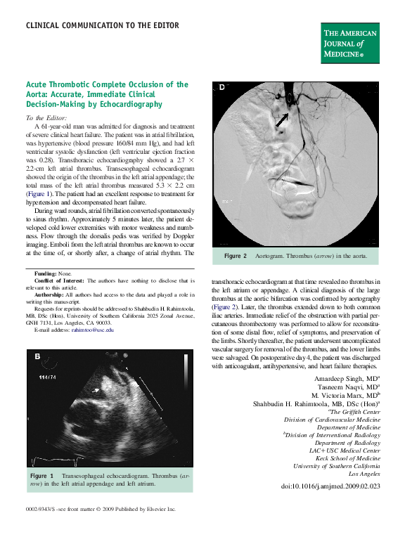 (PDF) Acute Thrombotic Complete Occlusion of the Aorta: Accurate ...