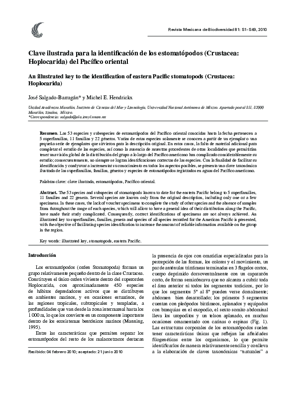 (PDF) Clave ilustrada para la identificación de los estomatópodos ...