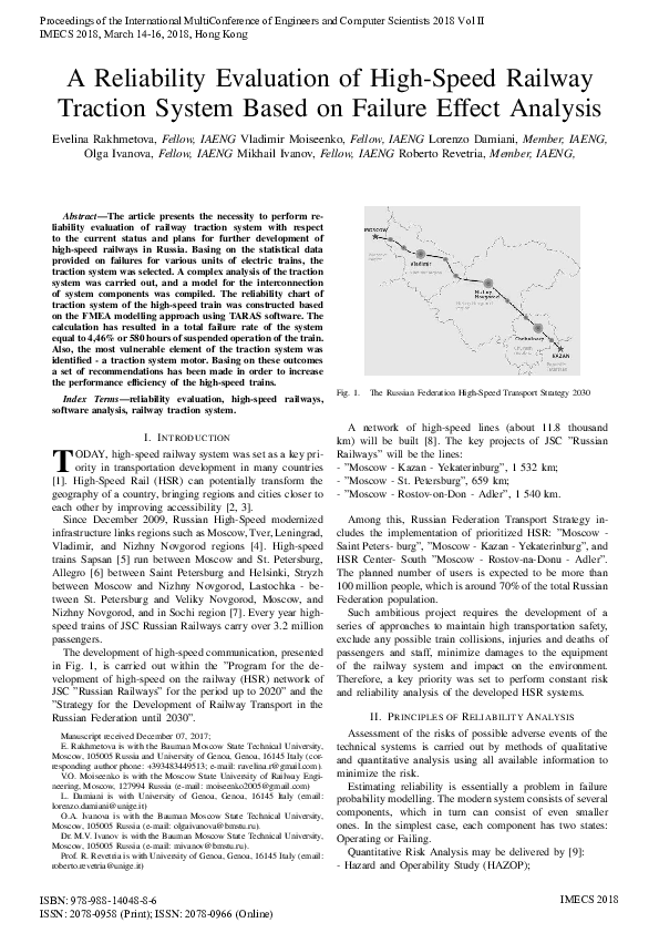 (PDF) A Reliability Evaluation of High-Speed Railway Traction System Based on Failure Effect ...