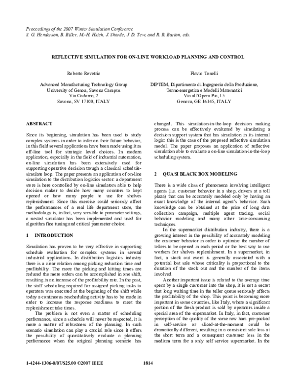 (PDF) Reflective simulation for on-line workload planning and control