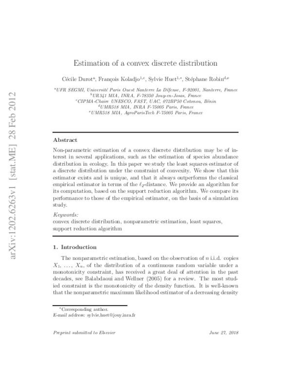 (PDF) Estimation of a convex discrete distribution