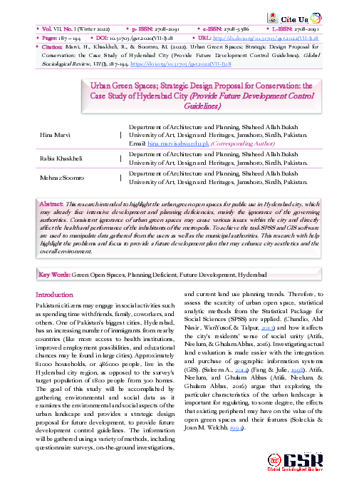 (PDF) Urban Green Spaces; Strategic Design Proposal for Conservation ...