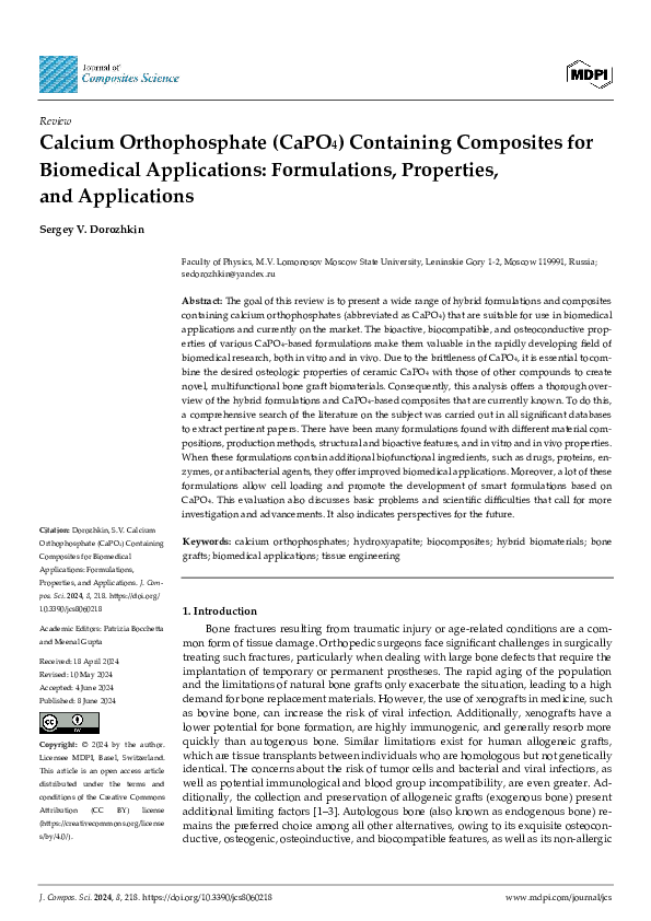 (PDF) Calcium Orthophosphate (CaPO4) Containing Composites for ...