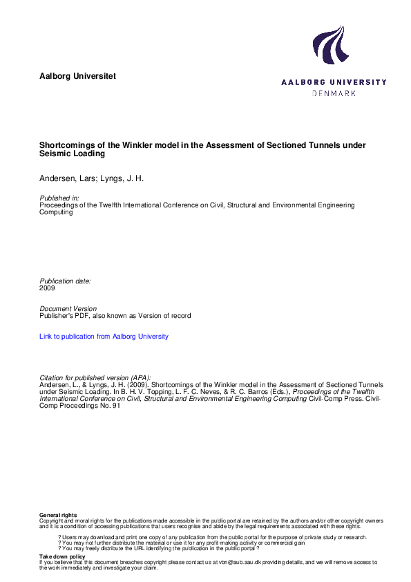 (PDF) Shortcomings of the Winkler model in the Assessment of Sectioned ...