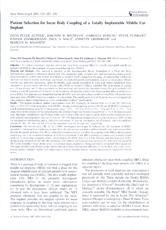 (PDF) Patient selection for incus body coupling of a totally ...
