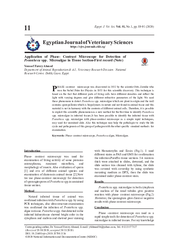 (PDF) Application of Phase- Contrast Microscope for Detection of ...