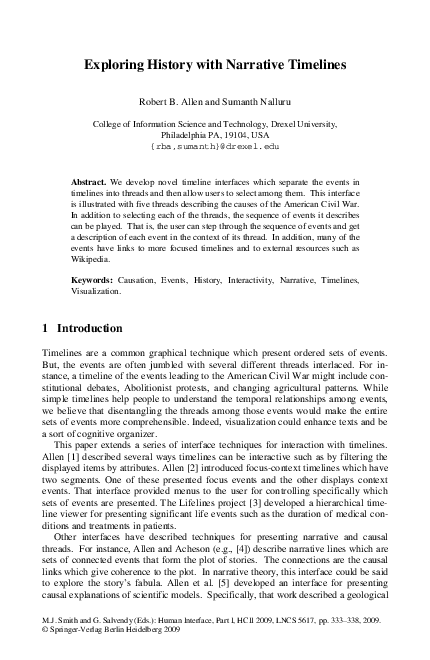 (PDF) Exploring History with Narrative Timelines | Robert B Allen ...