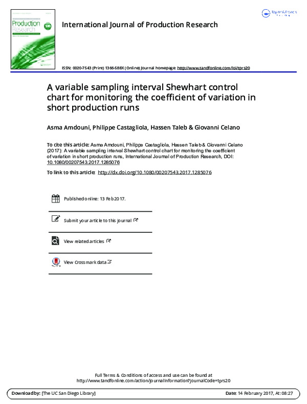 (PDF) A variable sampling interval Shewhart control chart for ...