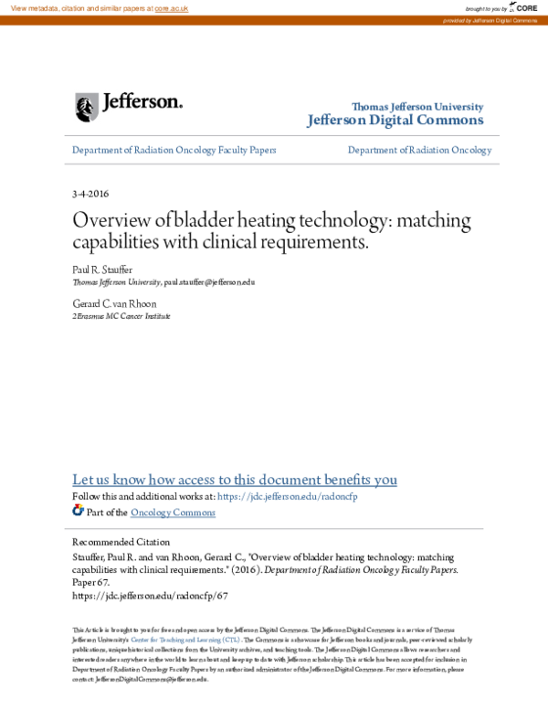 (PDF) Overview of bladder heating technology: matching capabilities ...
