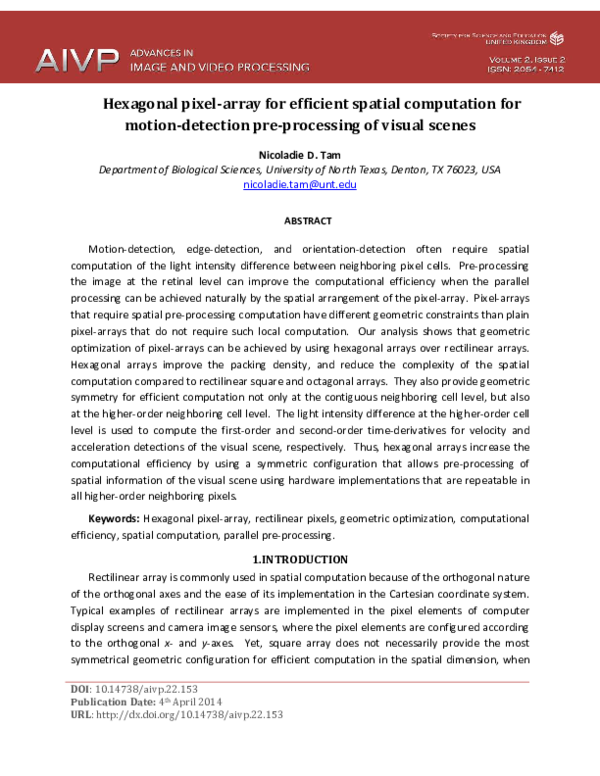 (PDF) Hexagonal pixel-array for efficient spatial computation for motion-detection pre ...