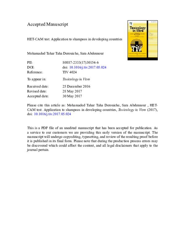 (PDF) HET-CAM test. Application to shampoos in developing countries ...