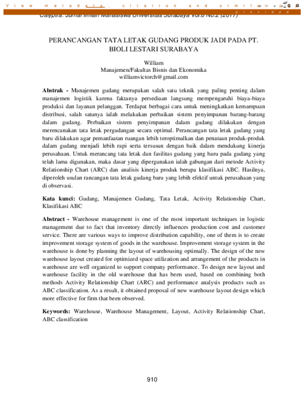 (PDF) Perancangan Tata Letak Gudang Produk Jadi Pada Pt. Bioli Lestari ...