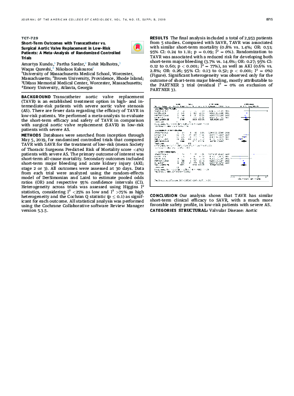 (PDF) TCT-729 Short-Term Outcomes with Transcatheter vs. Surgical ...