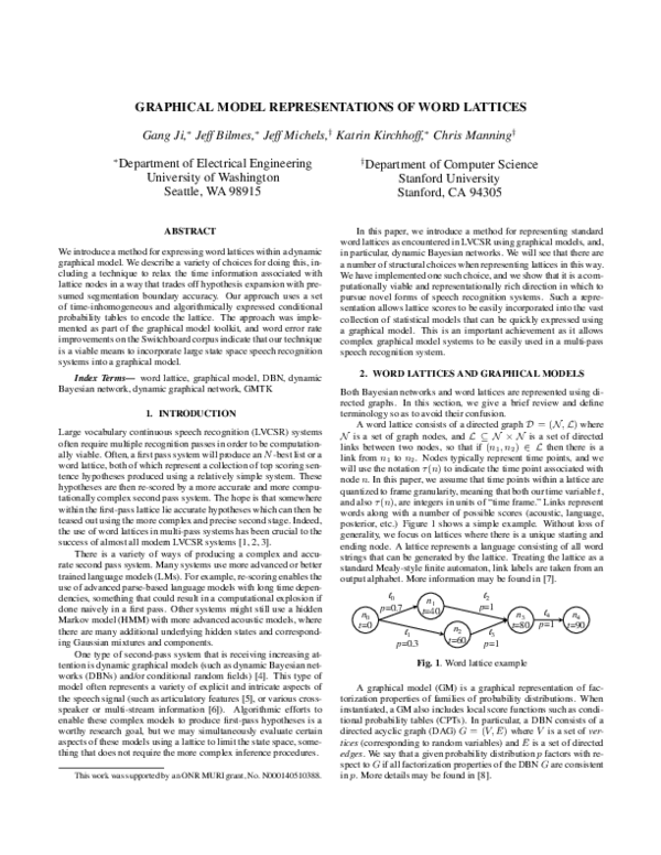 (PDF) Graphical Model Representations of Word Lattices