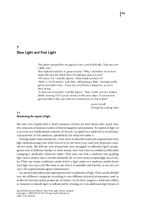 (PDF) Special Relativity and Motions Faster than Light
