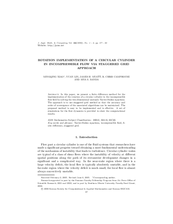 (PDF) Rotation implementation of a circular cylinder in incompressible flow via staggered grid ...